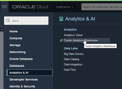 Creating Your First Fusion Analytics Warehouse(FAW) Instance