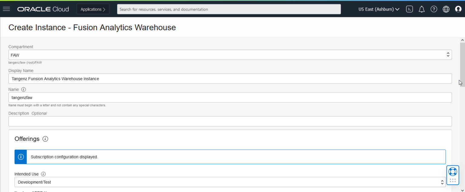 Creating Your First Fusion Analytics Warehouse(FAW) Instance